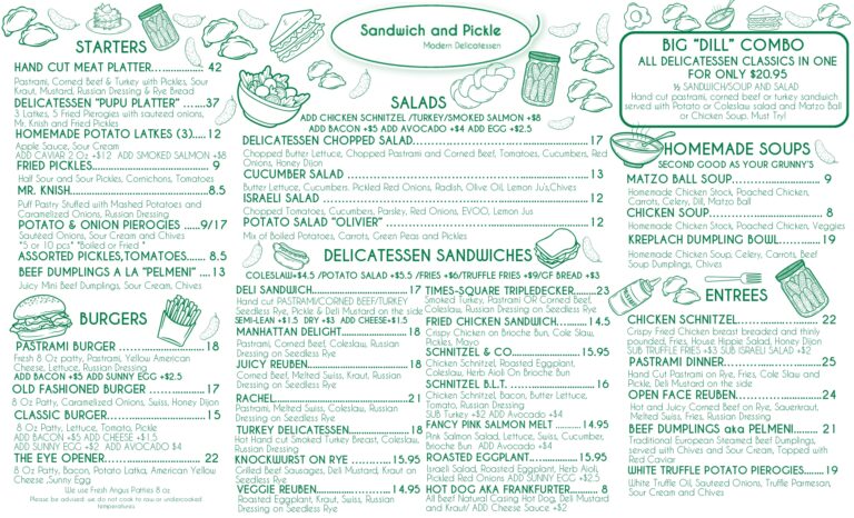 Menu - Sandwich and Pickle